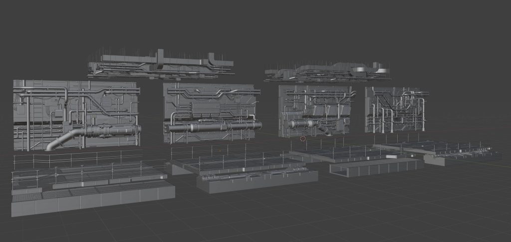10组科幻面板管道3d模型-CG/VD