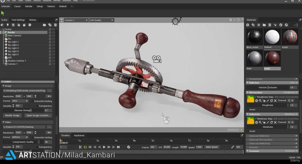 Complete Guide to Mid-Poly Modeling, Rendering A Hand Drill-CG教程网